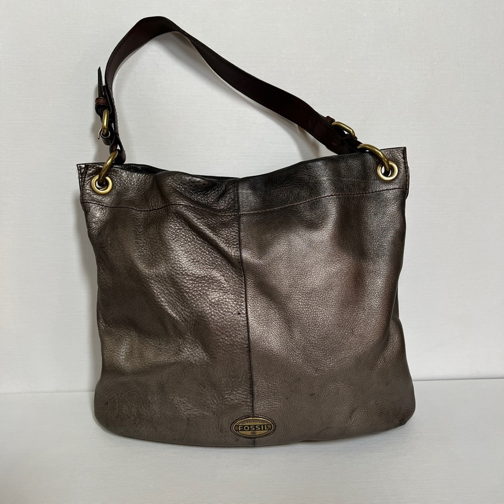 Fossil Explorer Metallic Leather Hobo Zb5503 Gunmetal… - Gem
